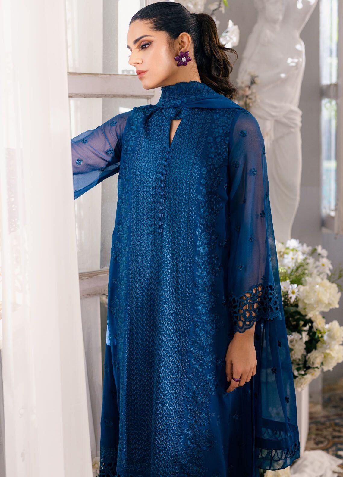 ES-055 Galactic Glow Ensembles By Azure Embroidered Chiffon Suits ...