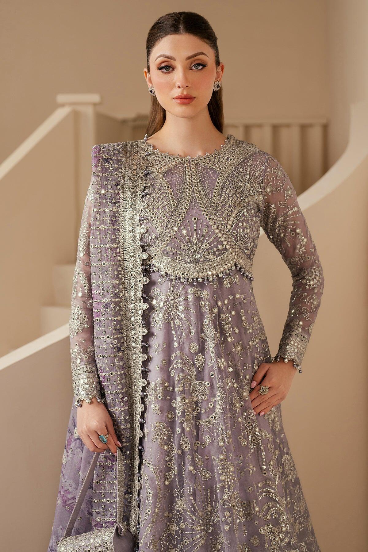 WF'25-05 - Jazmin Embroidered Grey Silver Chiffon Lehenga Blouse ...