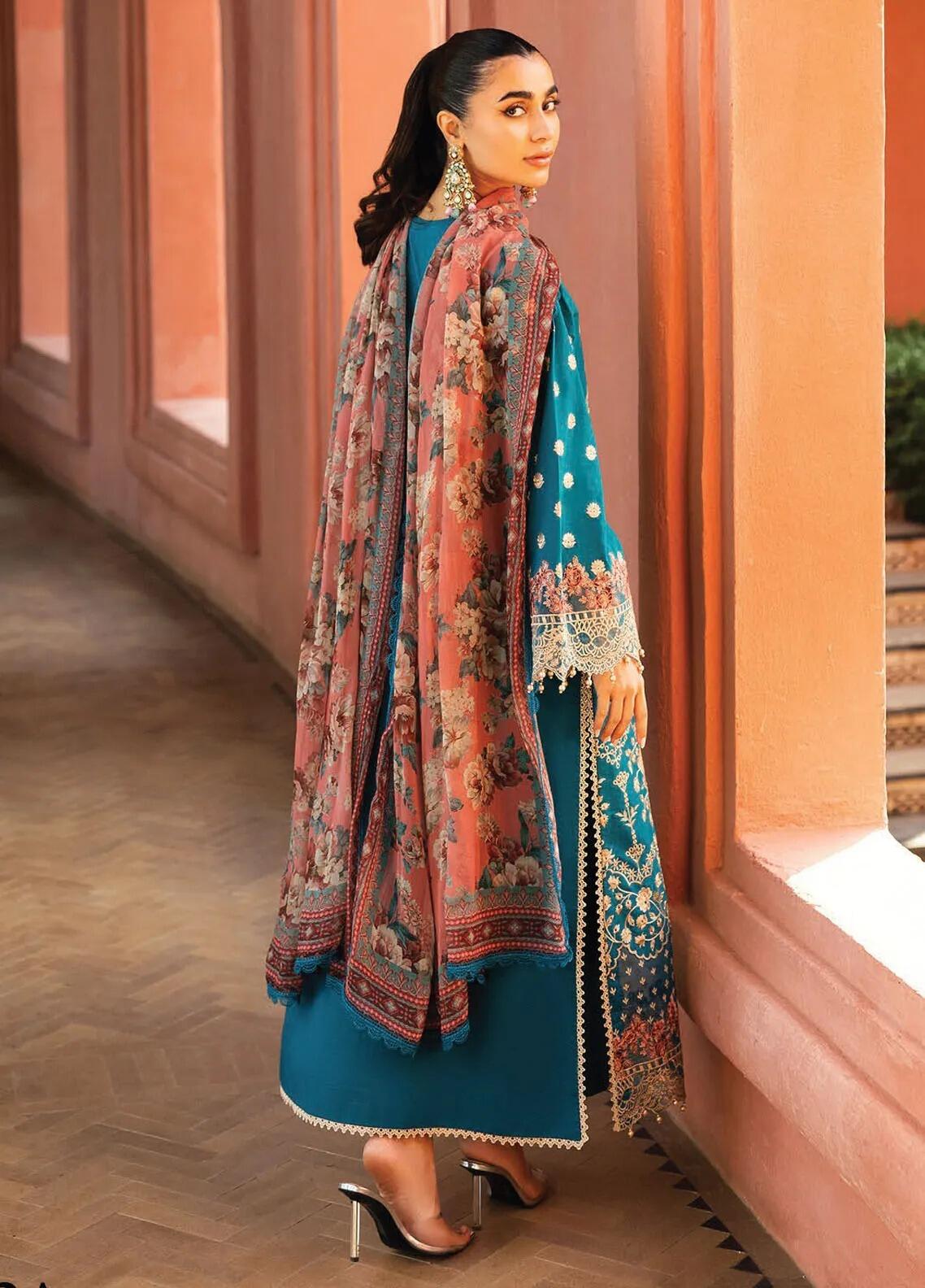 Izrah - 2A Zainab Chottani Teal Embroidered Chikankari Suits Summer ...