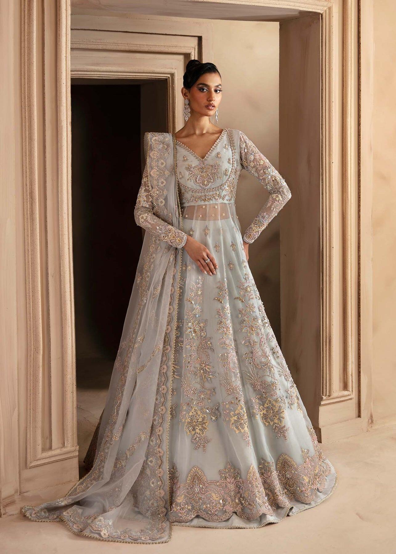 Ophelia Akbar Aslam Luxury Formal Organza Embroidered Gown Dress