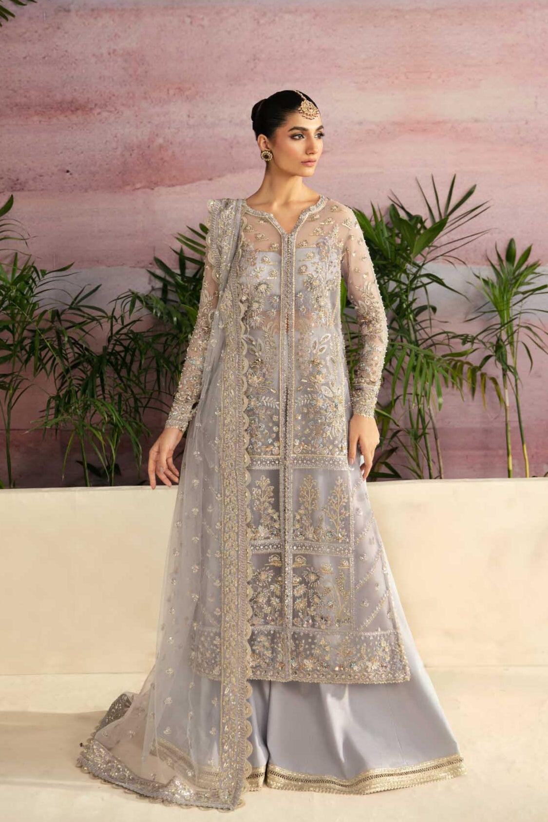 Moonlit Akbar Aslam Luxury Formal Organza Embroidered Dress