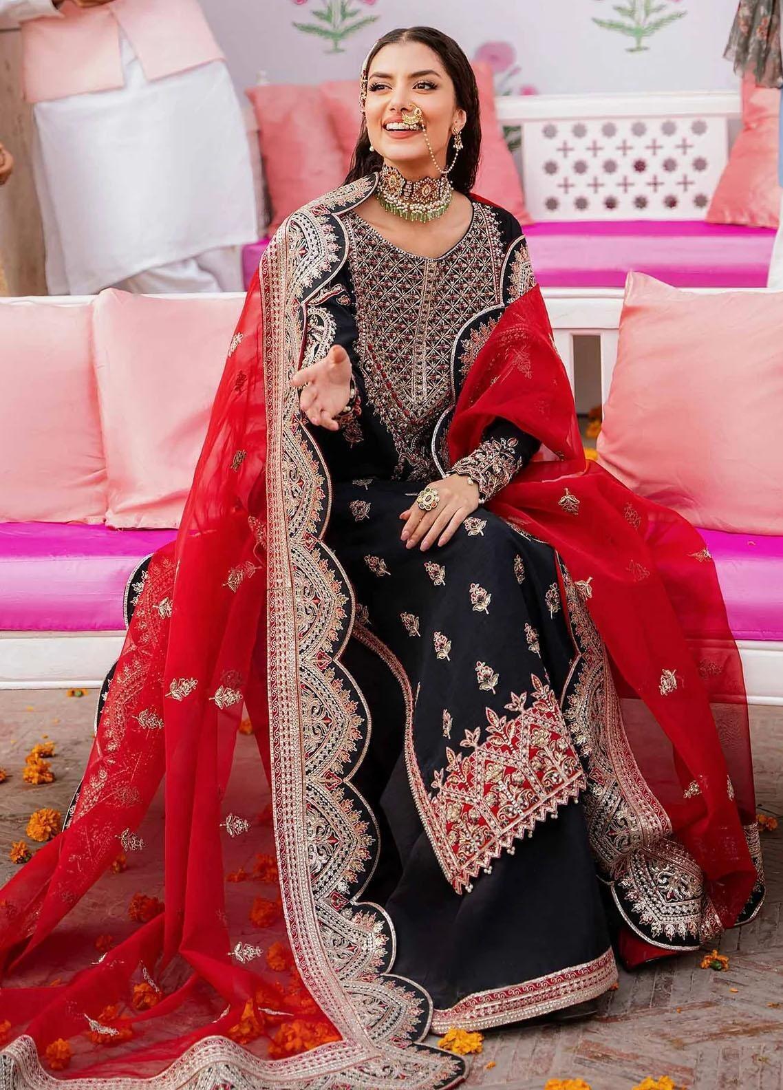 Nazmin Shadmani By Akbar Aslam Embroidered Raw Silk Dress Luxury Collection