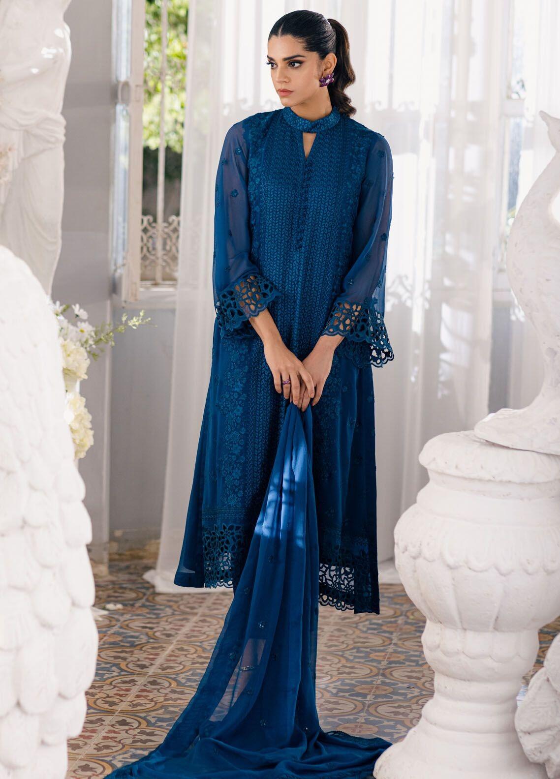 ES-055 Galactic Glow Ensembles By Azure Embroidered Chiffon Suits ...