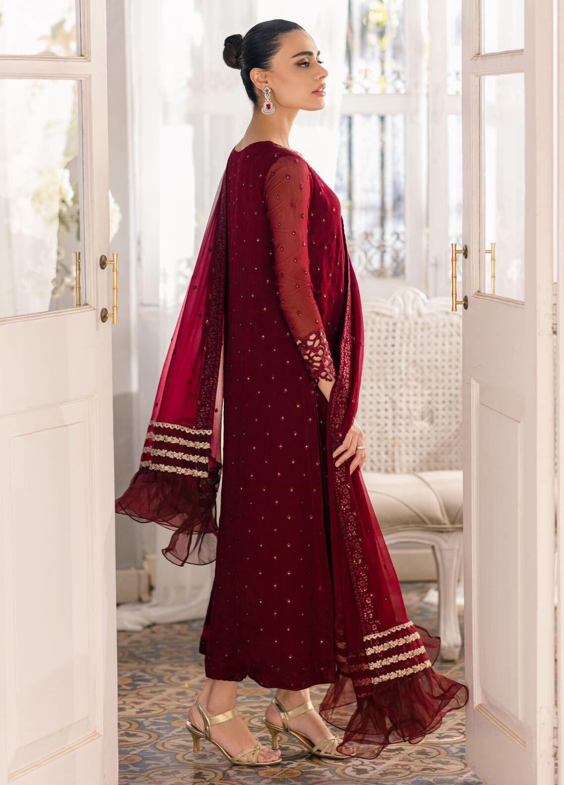 Garnet Glam ES-050 Ensembles By Azure Embroidered Chiffon Suits Festive ...