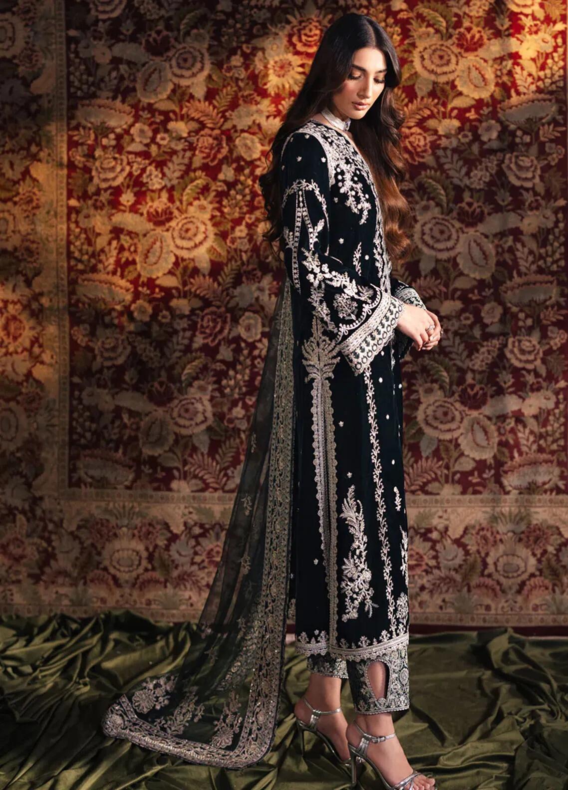 BK-03 Samira Qalamkar Embroidered Branded Velvet Dresses Luxury Collection