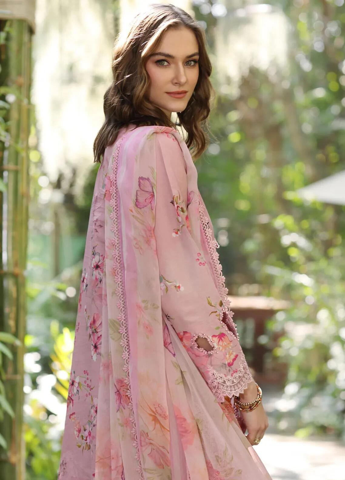 D08-A Noor by Saadia Asad Pink Embroidered Lawn Suits Summer Collection
