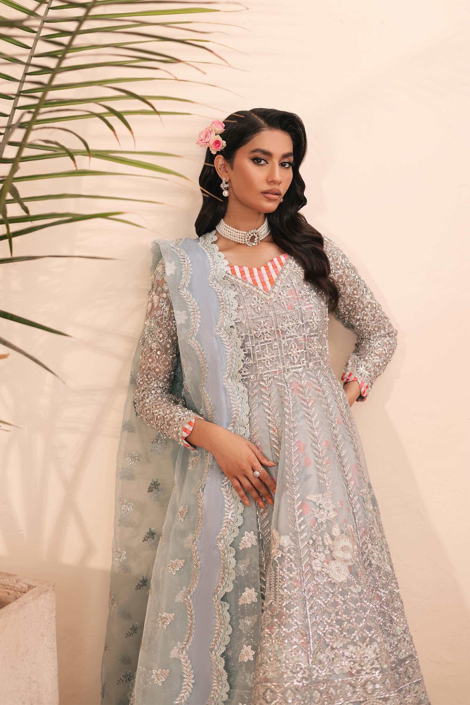 Anaya By Marwa Maryam Hussain Luxury Embroidered Organza Long Maxi Dress
