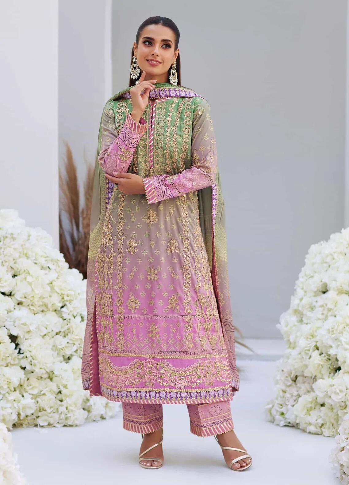 Leila Mina Hasan Embroidered Raw Silk Suit Formal Collection