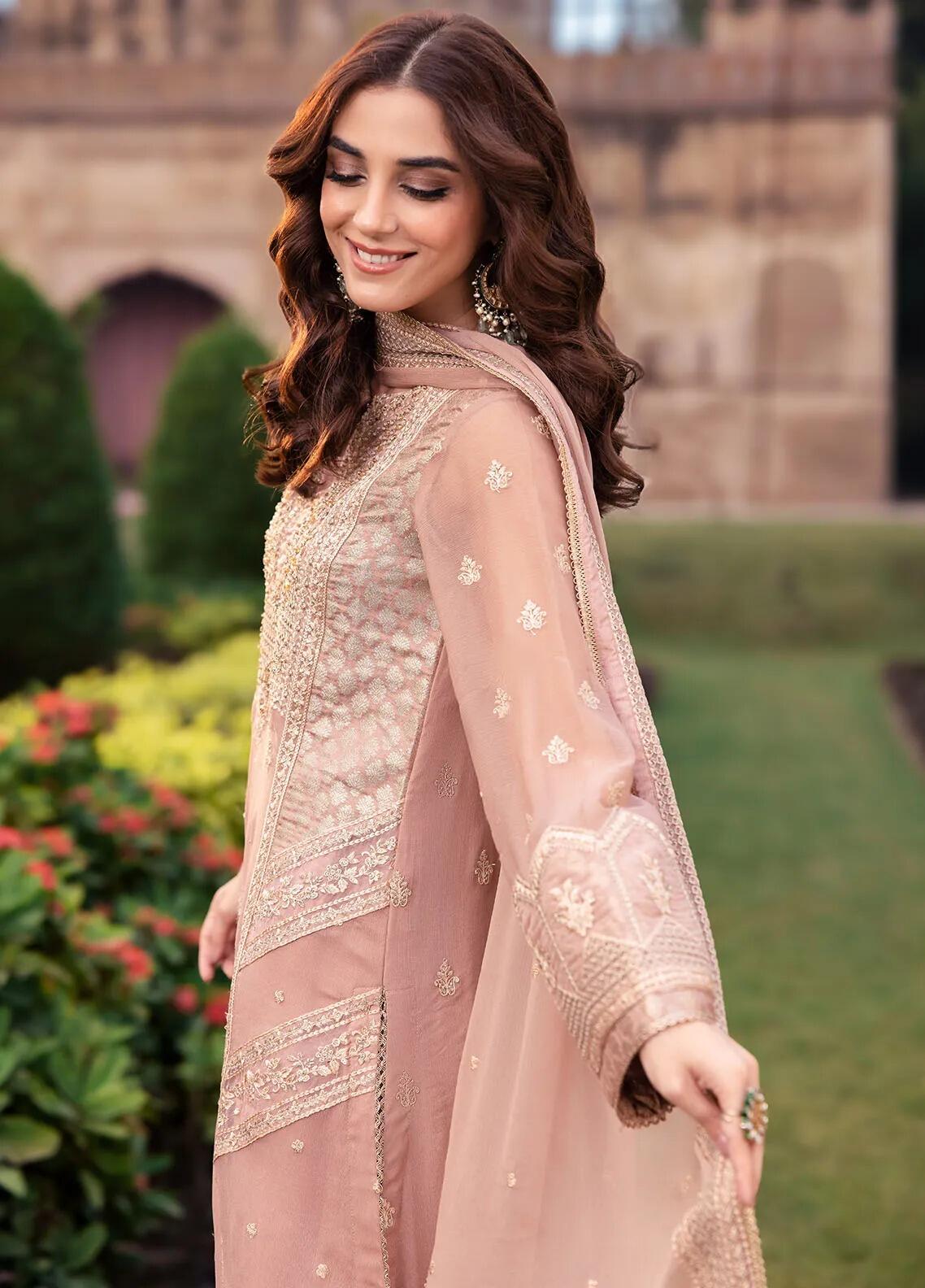 Nectar Mirage Luxe By Azure Embroidered Beige Chiffon Suit Formal Dress
