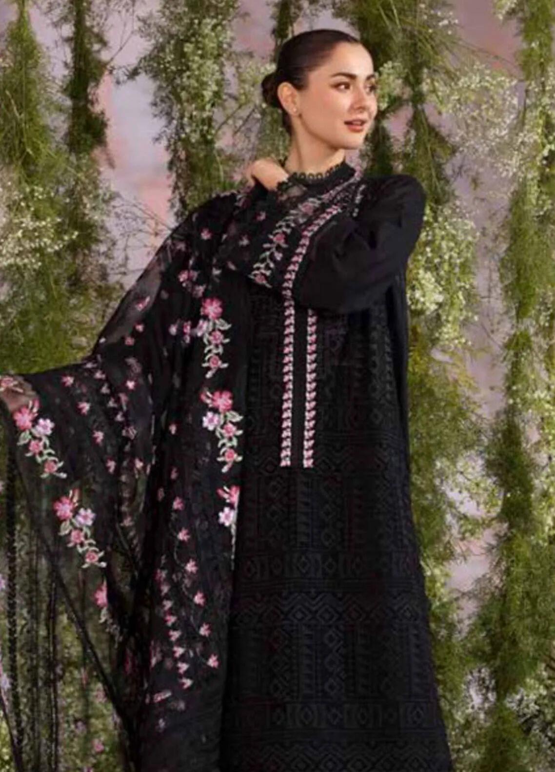Latest Design 11A Sobia Nazir Black Embroidered Lawn Festive Dresses