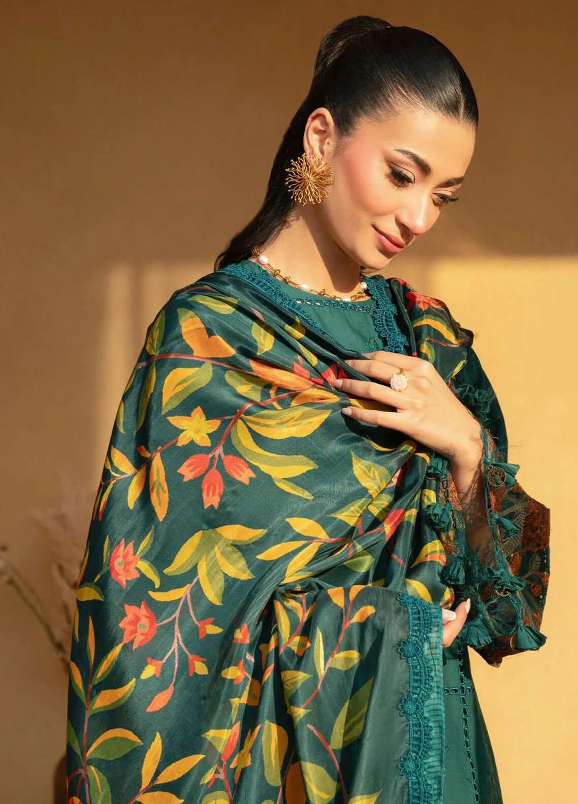 Lira-SRL25-07 Saira Rizwan Luxury Lawn Green Embroidered Dresses
