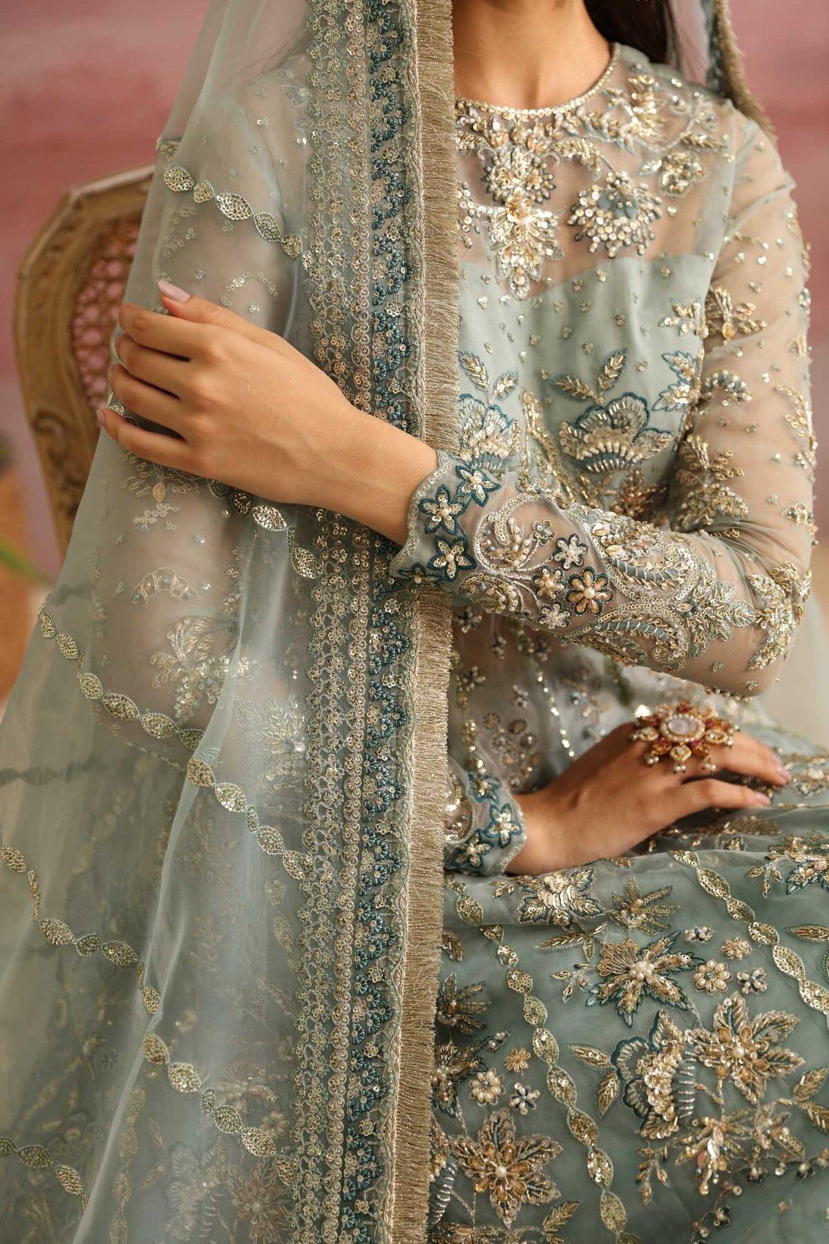 Frostine Akbar Aslam Luxury Formal Organza Embroidered Gown Dress