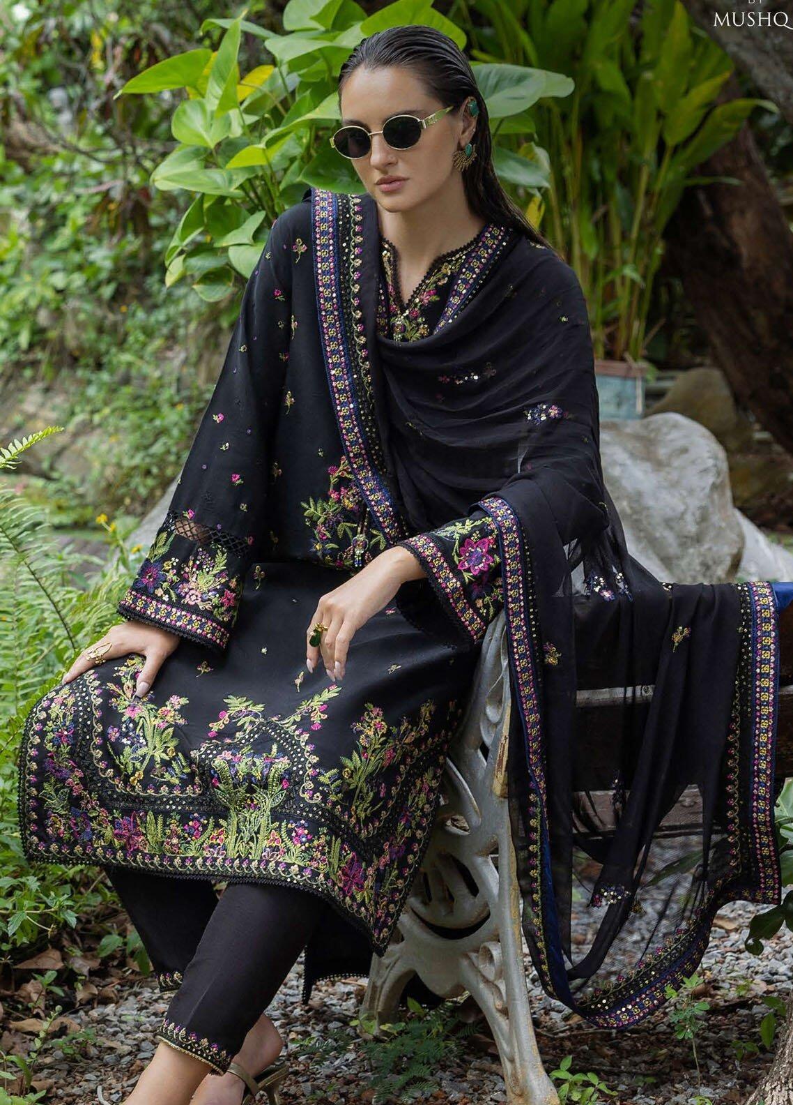 D-03 Oynxa Nuvera by Mushq Hemline Embroidered Raw Silk Festive Suits