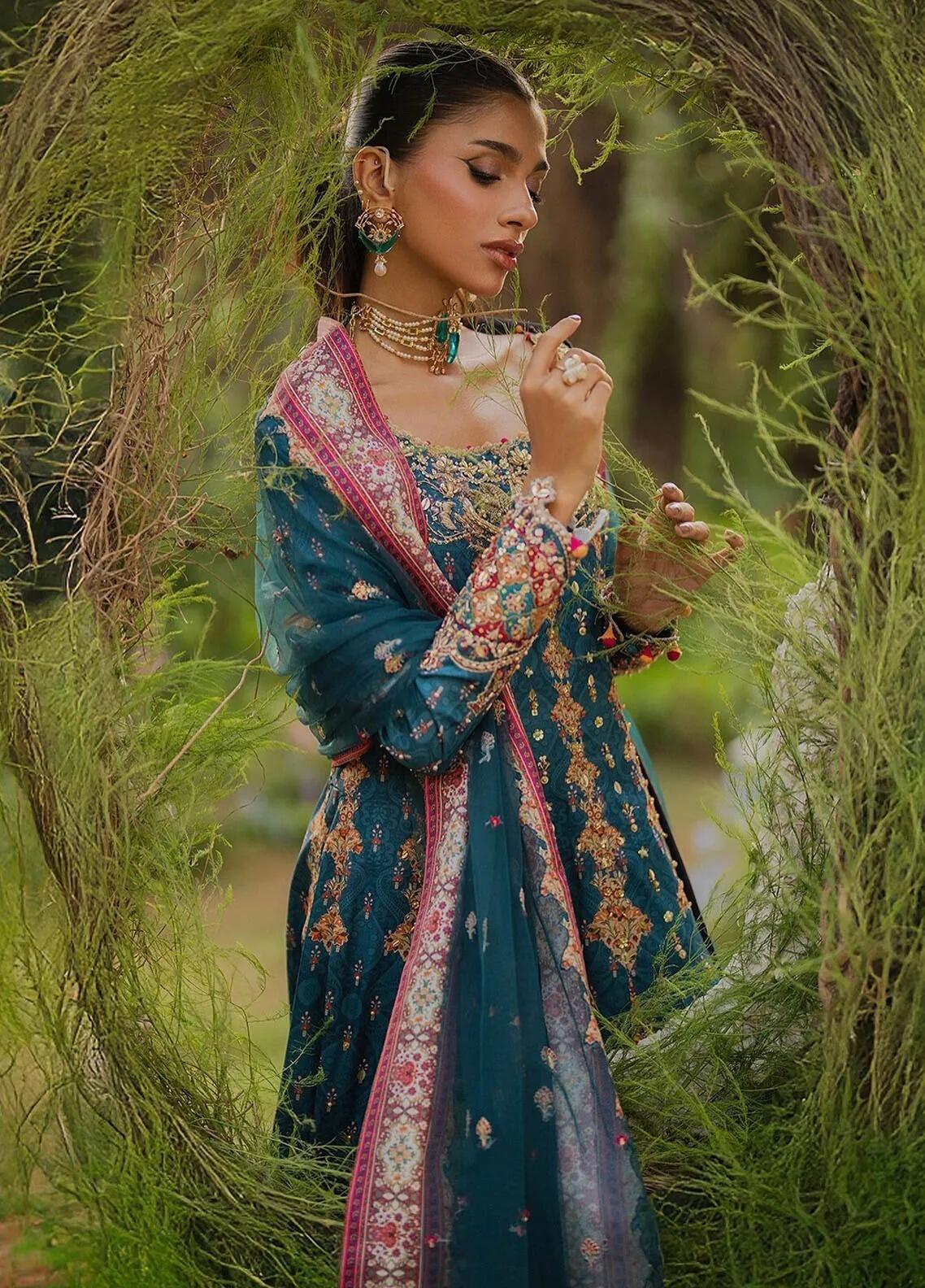 UA-09 Tina Qalamkar Embroidered Silk Suits Luxury Collection