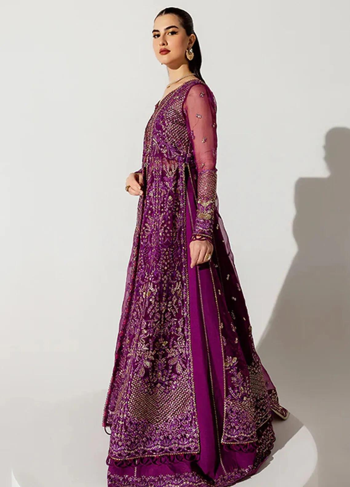 Berry Glow Scintilla by Saffron Embroidered Organza Magenta Suit ...