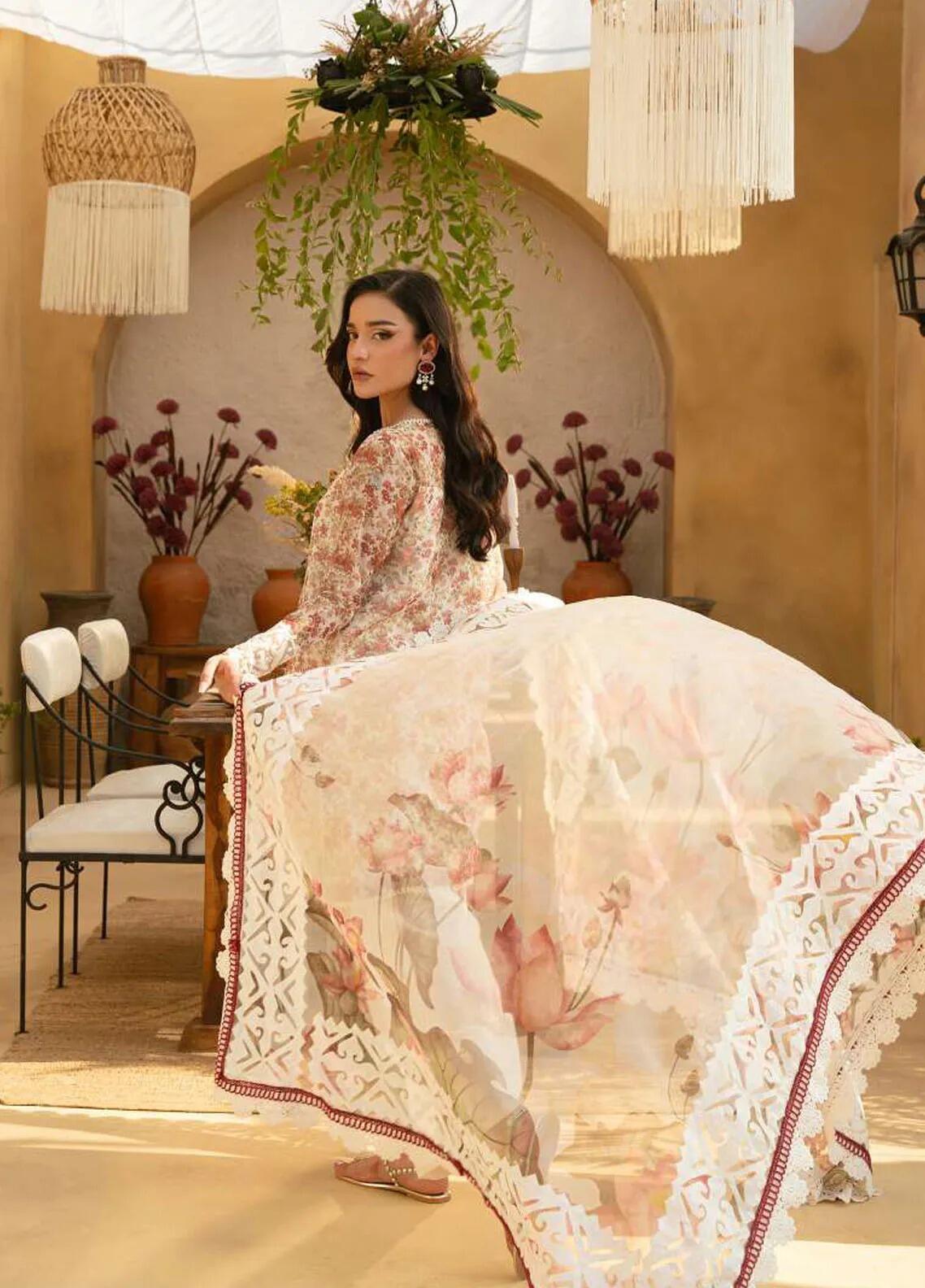 Maya-SRL25-06 Saira Rizwan Luxury Lawn Organza Egg White Embroidered ...