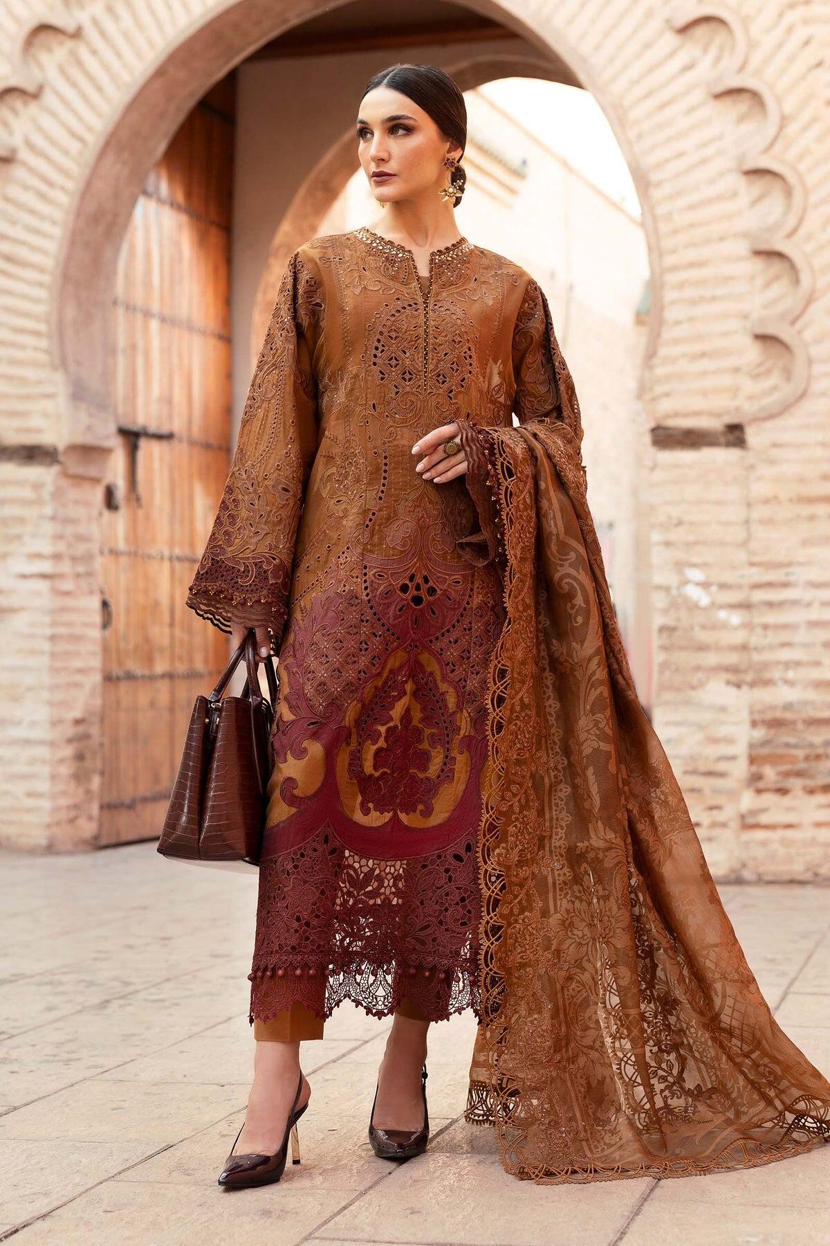 D-2501-B Maria B Voyage A Luxe Rust Embroidered Paper Cotton Suit ...