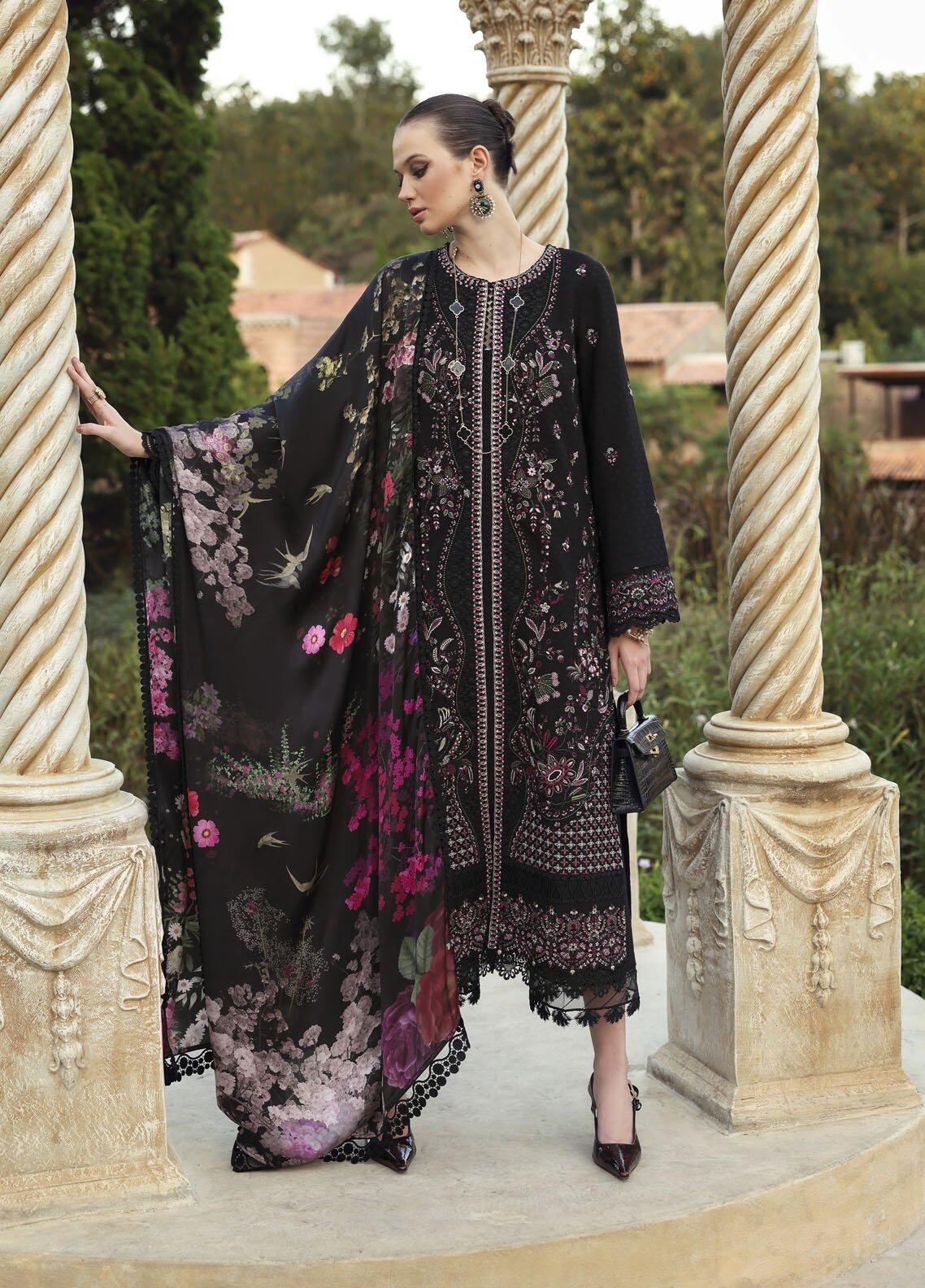Isha Zaina by Kanwal Malik Black Embroidered Lawn Summer Suits