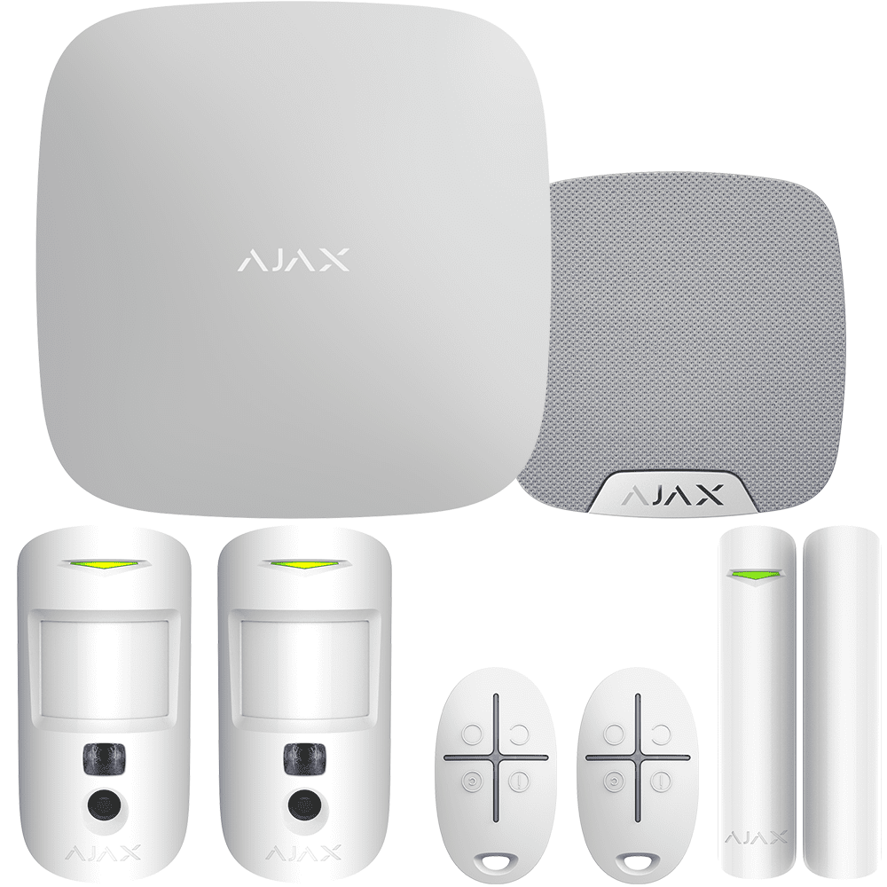 Ajax Hub 2 Plus Cam Kit 2 with Key Fobs