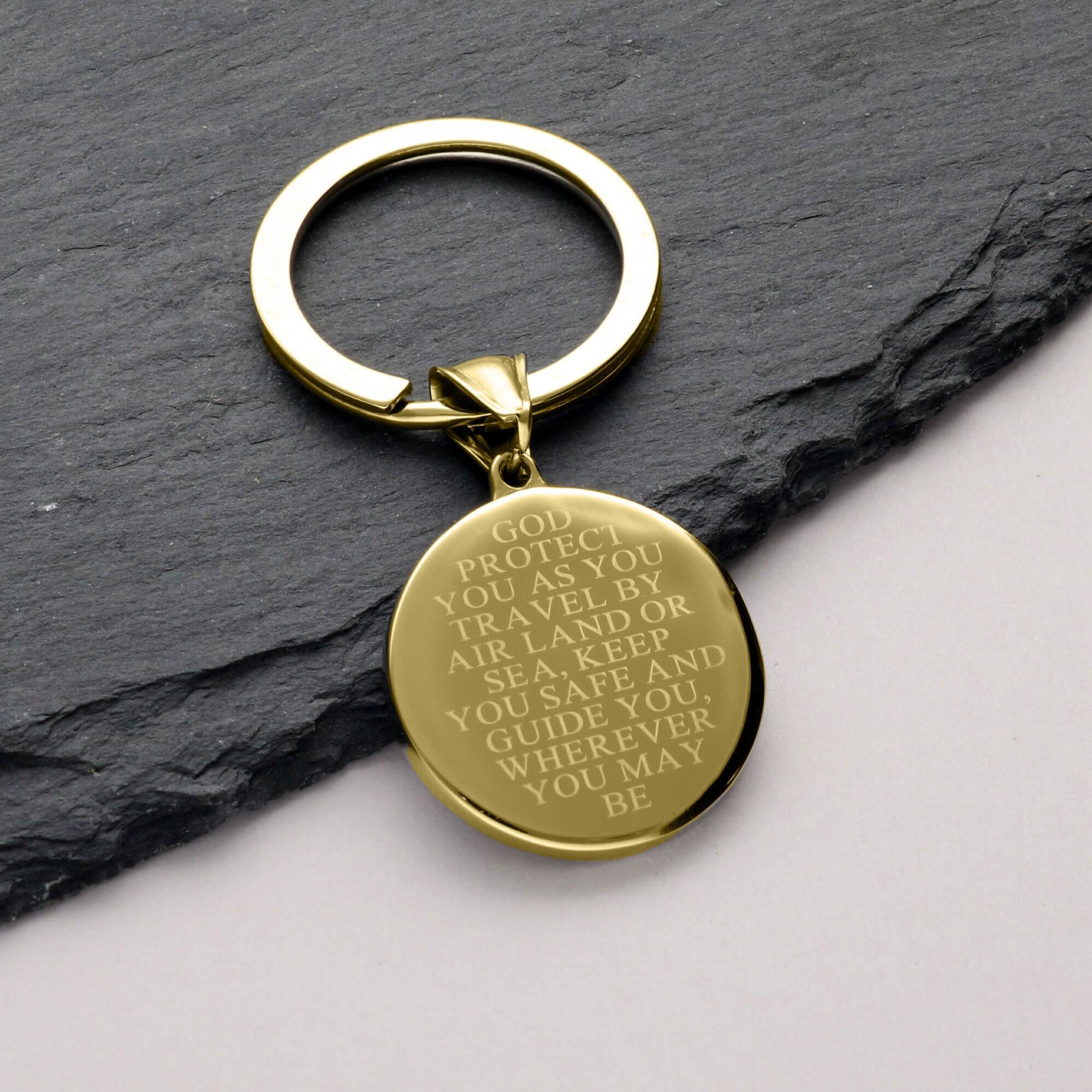 Gold Saint Christopher Keyring with option to personalise