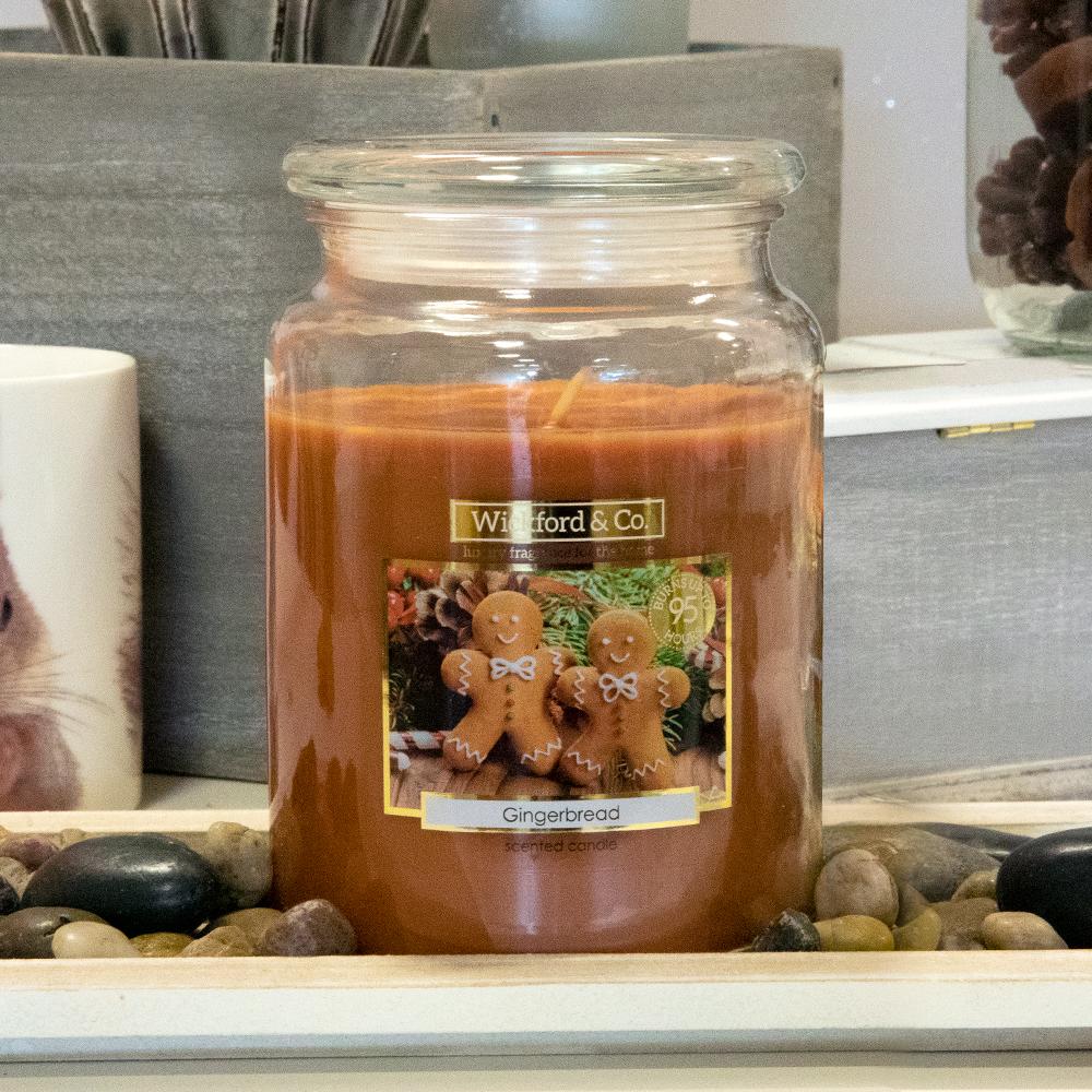 Luxury Scented Candle Gingerbread 18 Oz Jar with lid by Wickford Co