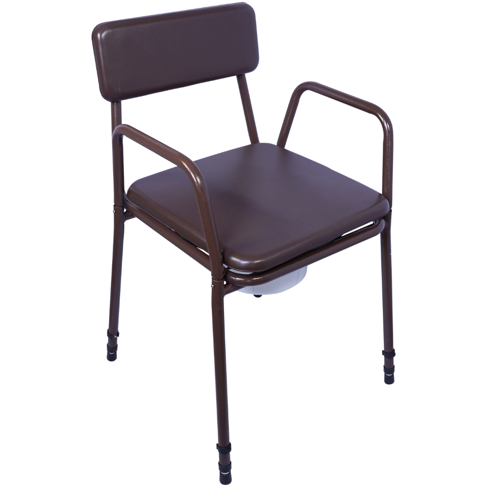 Height Adjustable Commode Chair with Detachable Arms