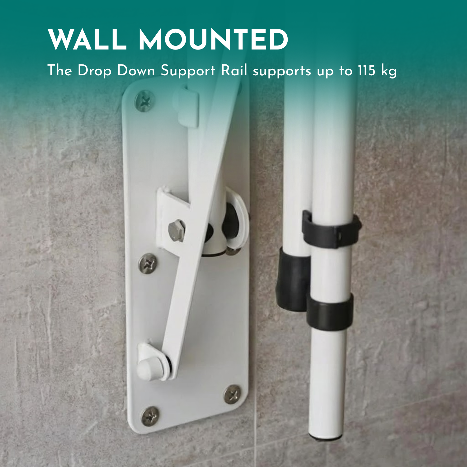 Drop Down Toilet Support Rail with Leg