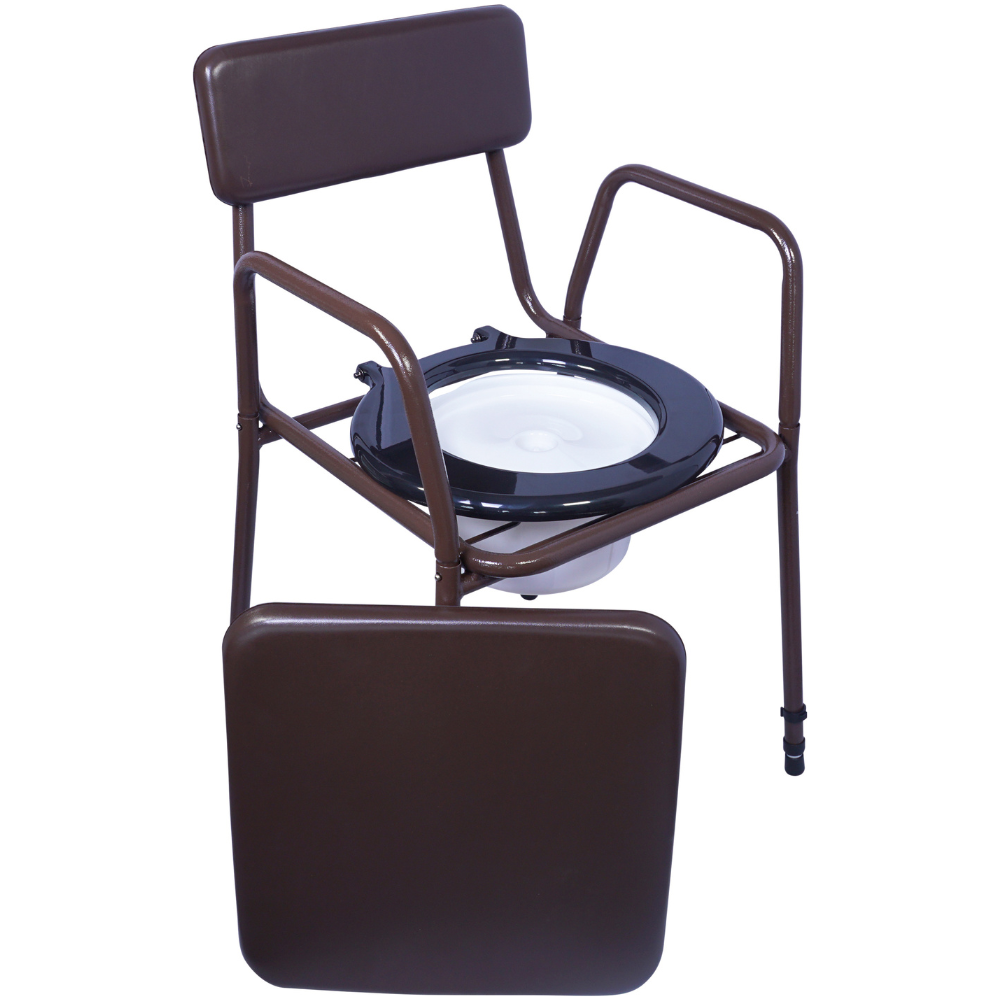 Height Adjustable Commode Chair with Detachable Arms