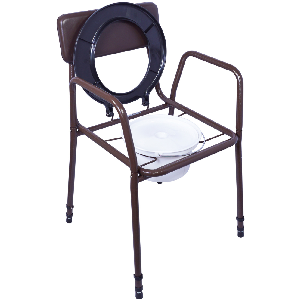 Height Adjustable Commode Chair with Detachable Arms