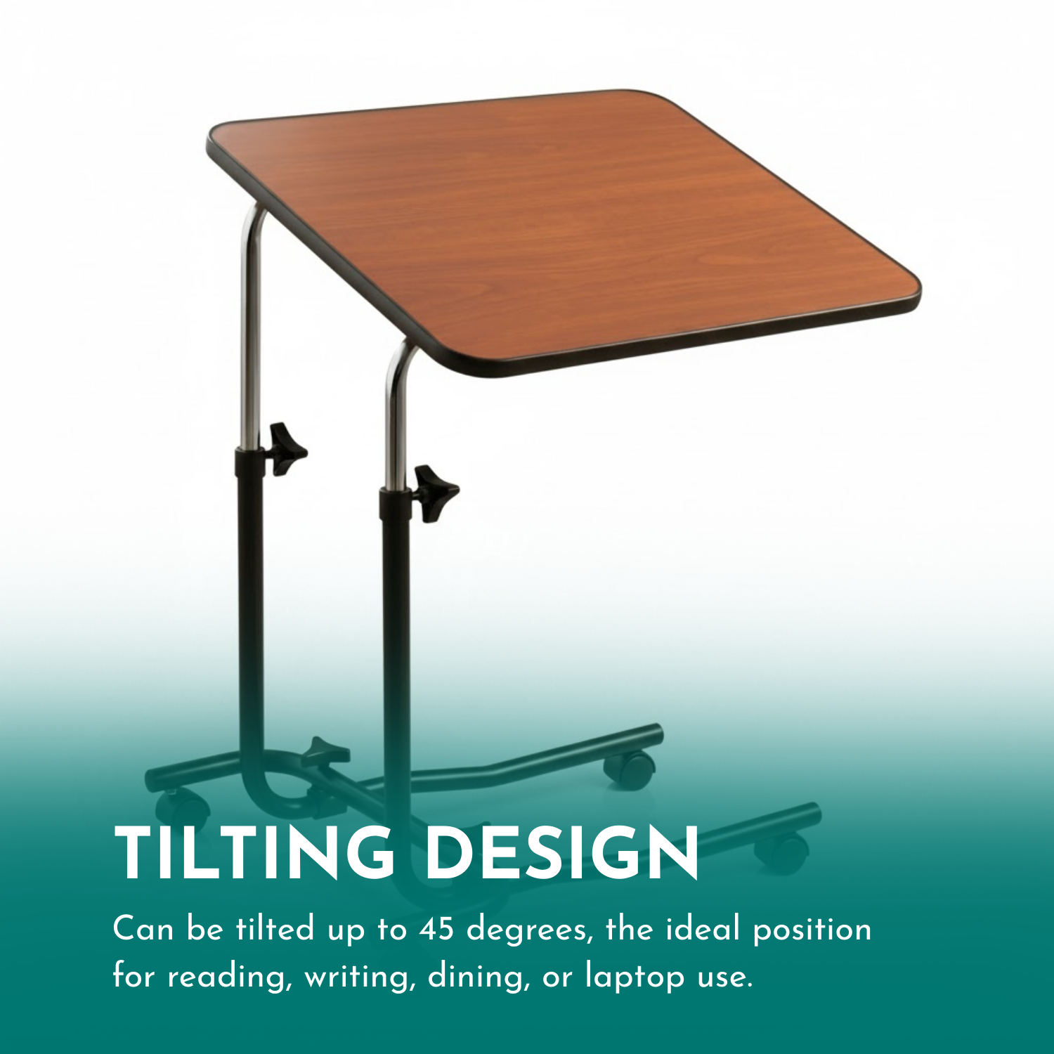 Tilting Overbed Table with Wheels
