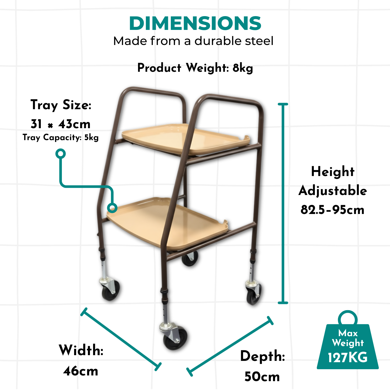 Height Adjustable Kitchen Trolley