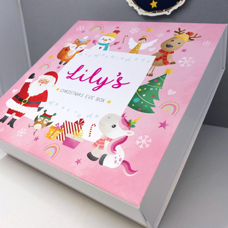 Girls Pink Christmas Eve Box personalised with your child's name ...