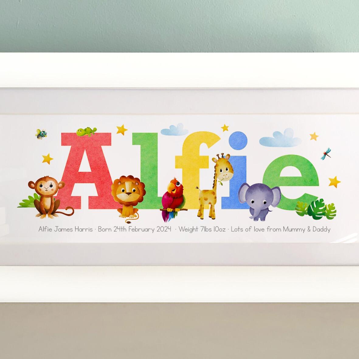 Wildlife Animals Personalised Baby Gift, Christening Gift, Jungle ...