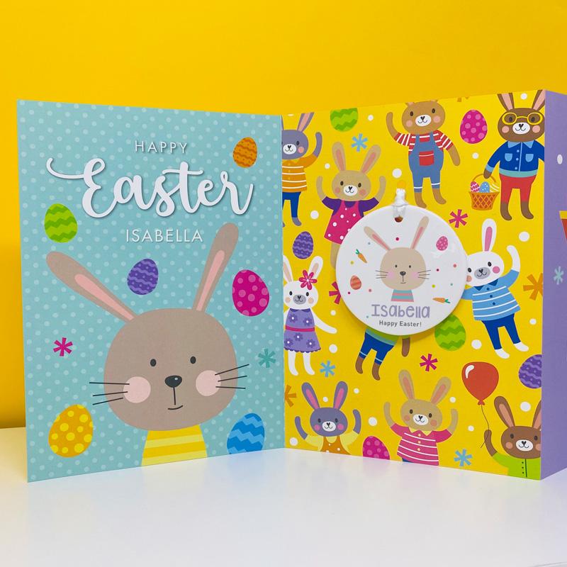 Personalised Easter card with ceramic keepsake gift