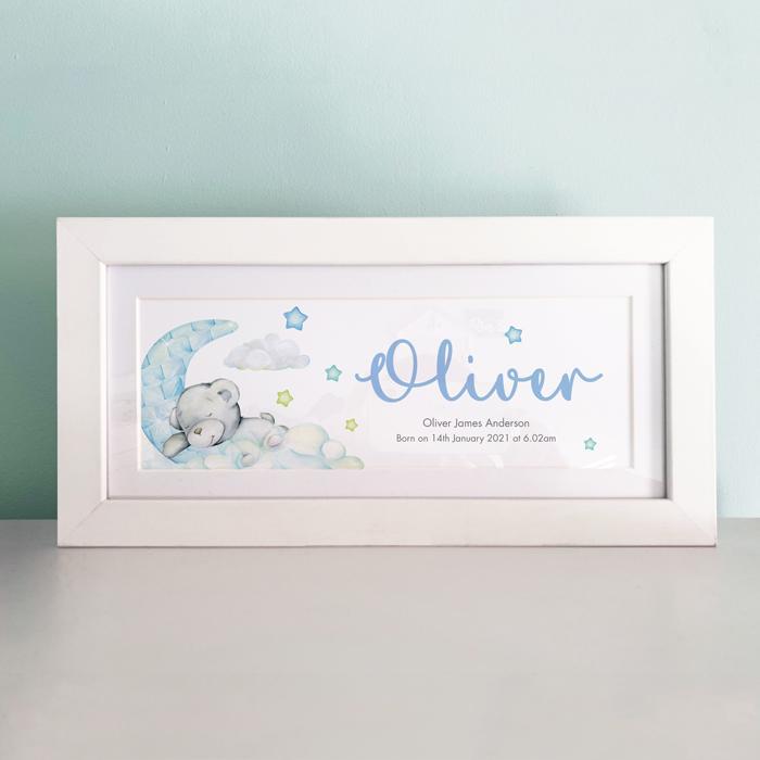 Personalised Name Frame Gifts with Adorable Teddy Bear Designs