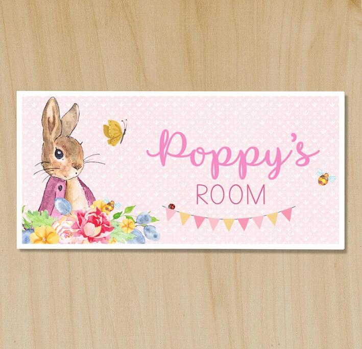 Adorable Personalised Wooden Door Signs with Rabbit Design for Babies ...