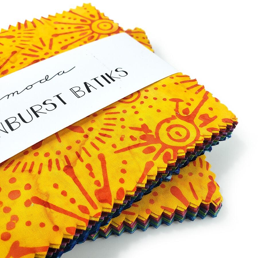 Moda Sunburst Batik 42 piece charm pack 100% cotton bright colours