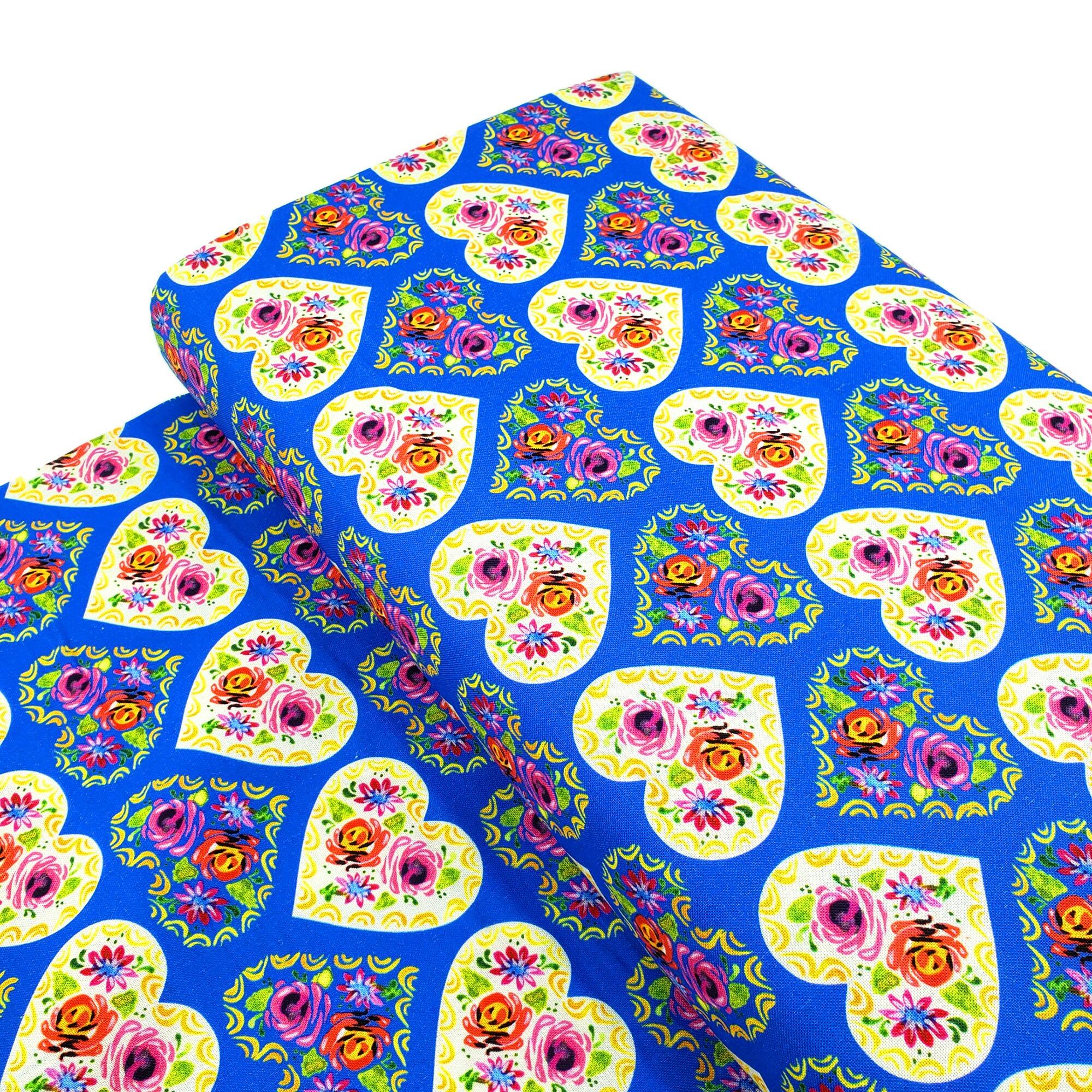 Bohemian waters vintage painted narrowboat florals 100% cotton fabric