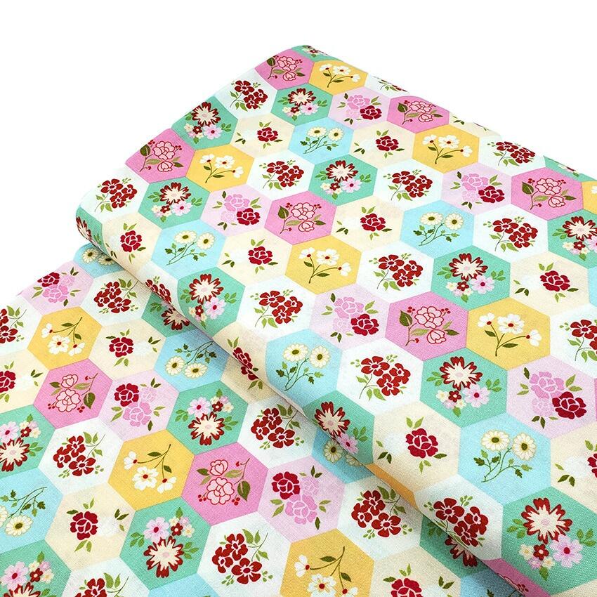Poppie Cotton Rosy Cheeks 100% cotton floral, kitsh vintage style fabric