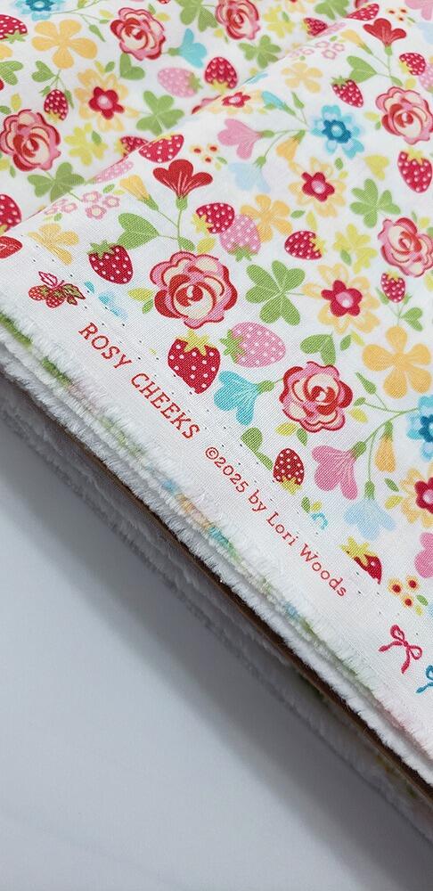 Poppie Cotton Rosy Cheeks 100% cotton floral, kitsh vintage style fabric