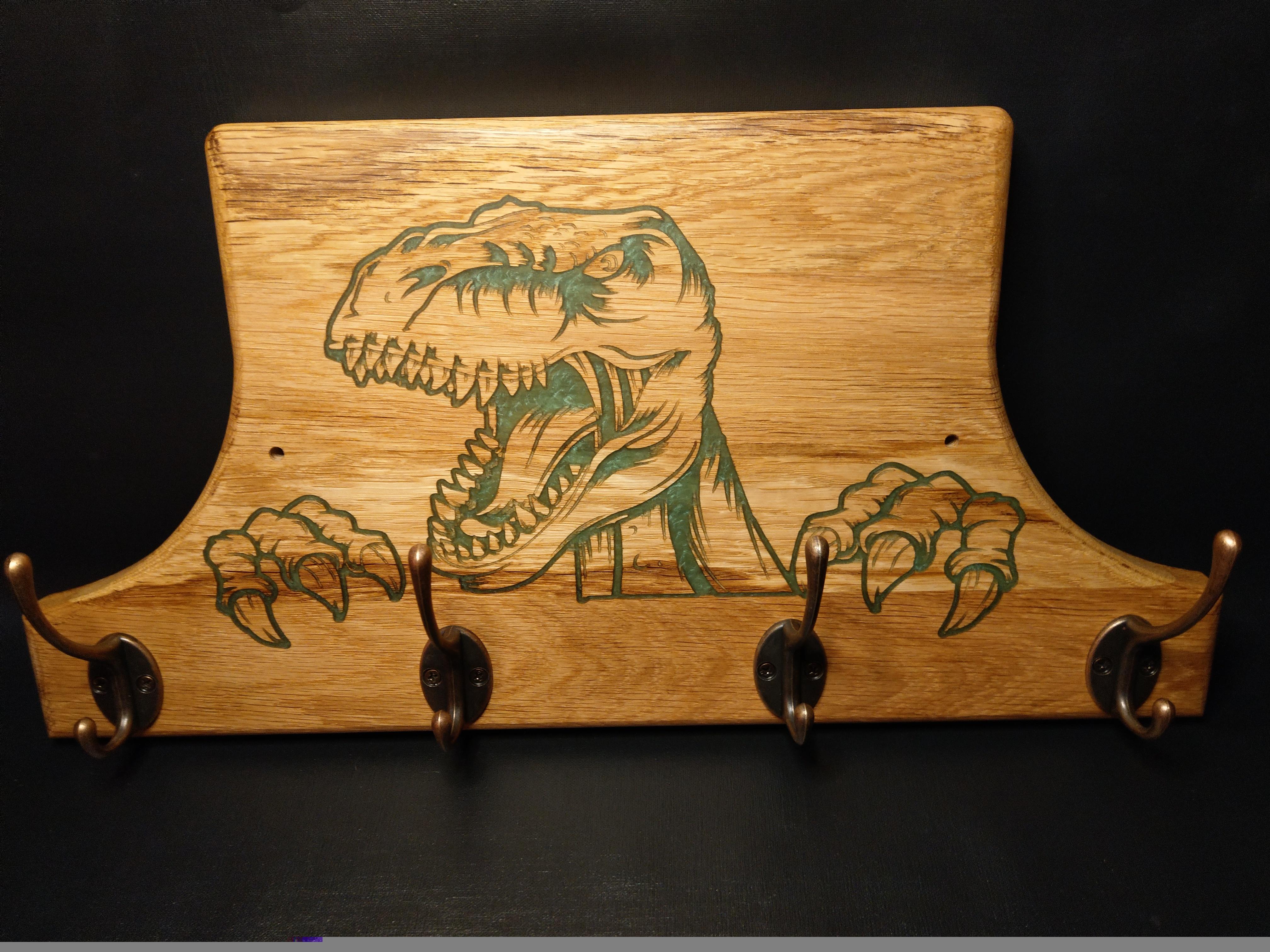 Epoxy T-Rex Coat Rack
