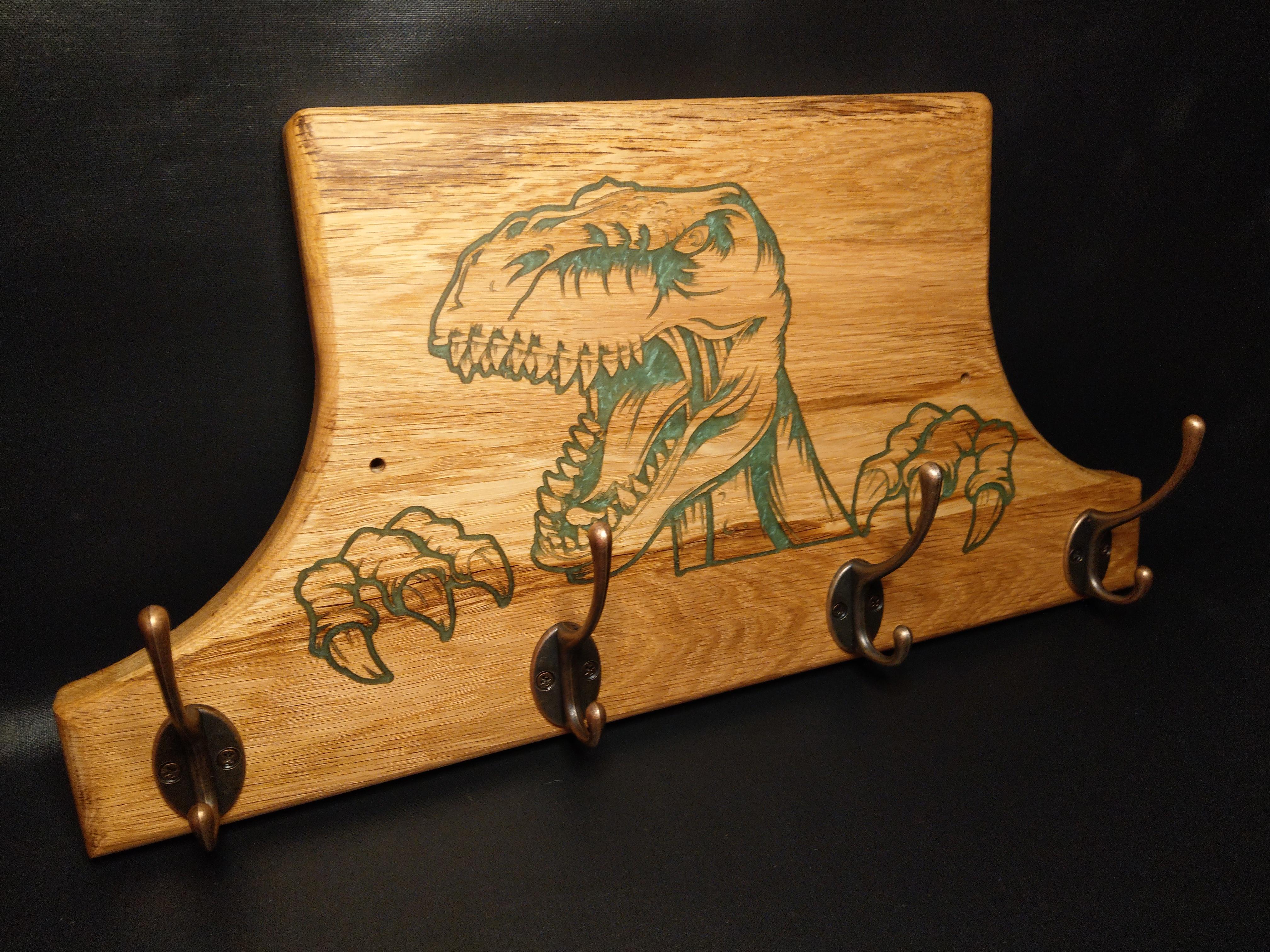 Epoxy T-Rex Coat Rack