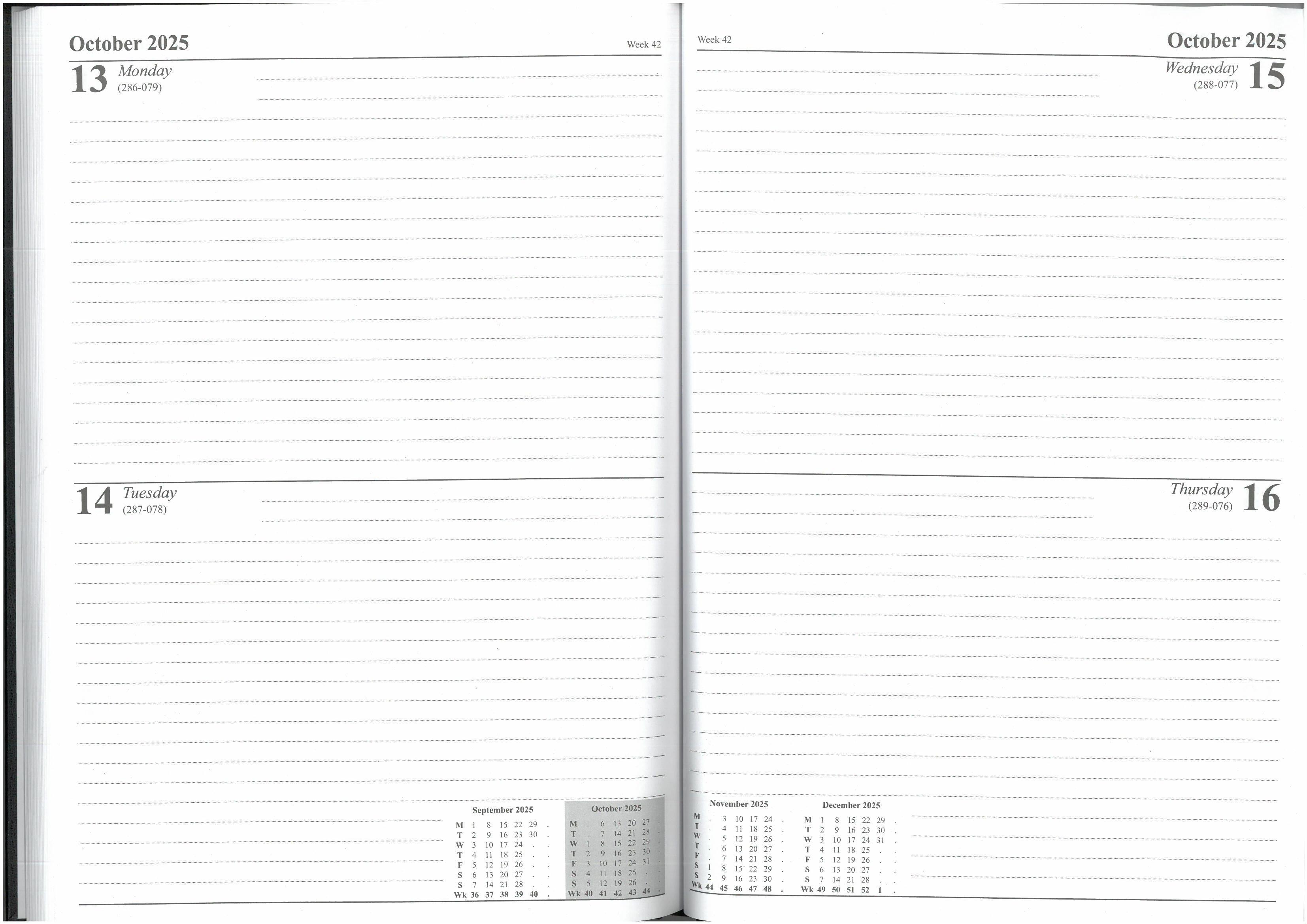 2025 SH Office A4 2 Days To Page Diary (Assorted Colours)