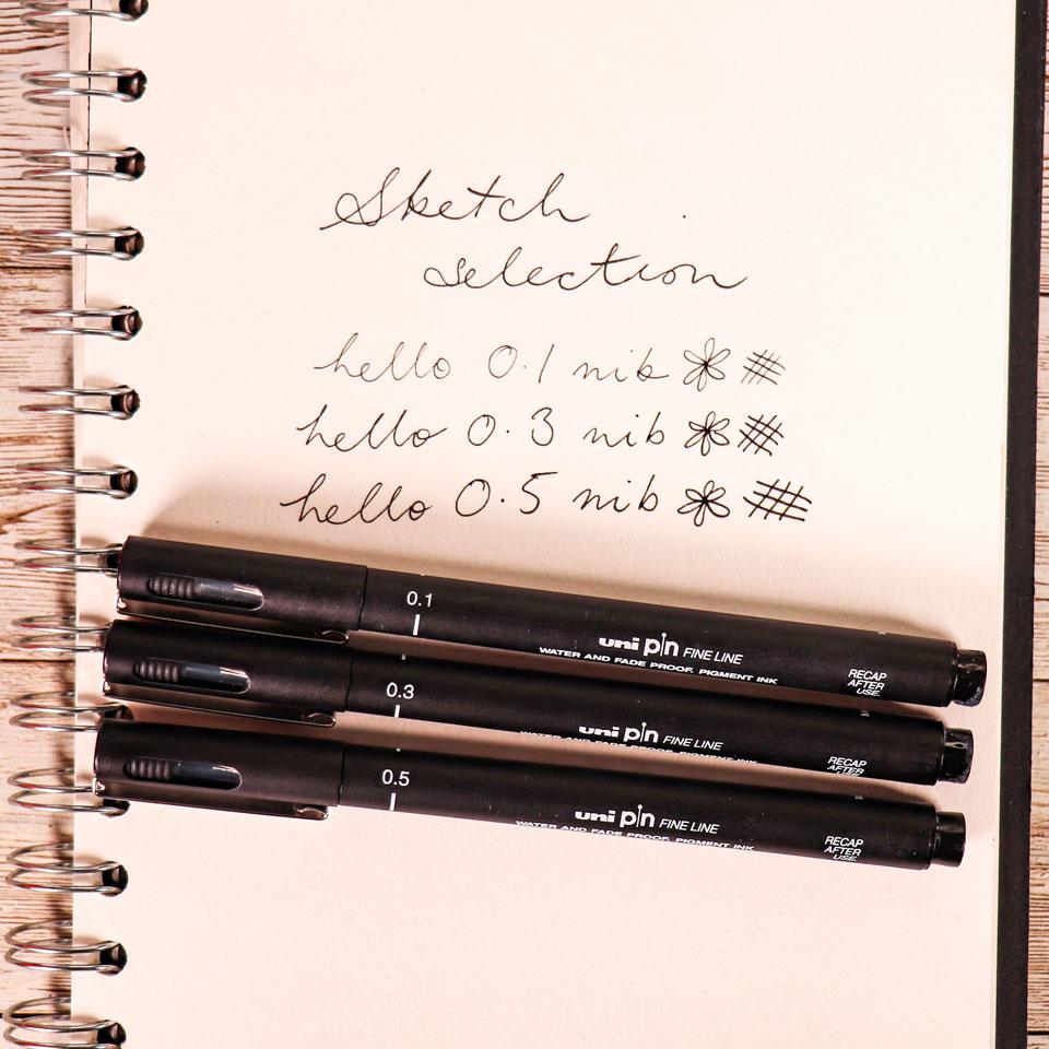 Uni Ball Pin Sketchers Selection Assorted Fineliner Drawing Pens (3 Pack)