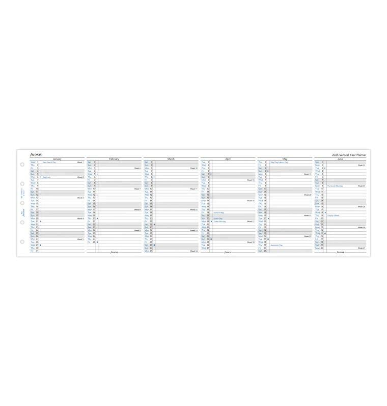 Filofax Mini Vertical Year Planner Refill 2025