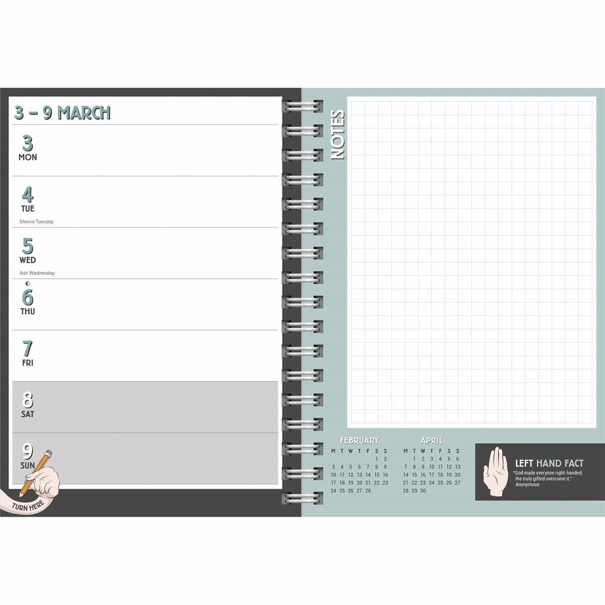 2025 Left Handed A5 Week To View Diary