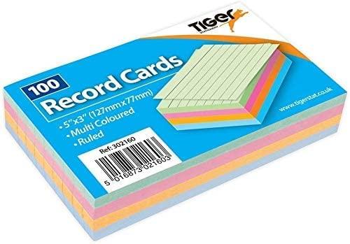 100 Record Cards Colour 5x3