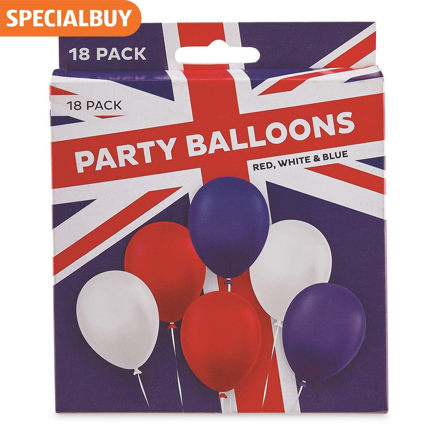 Mixed Balloons- Red, White & Blue- 12" (18 Pack)