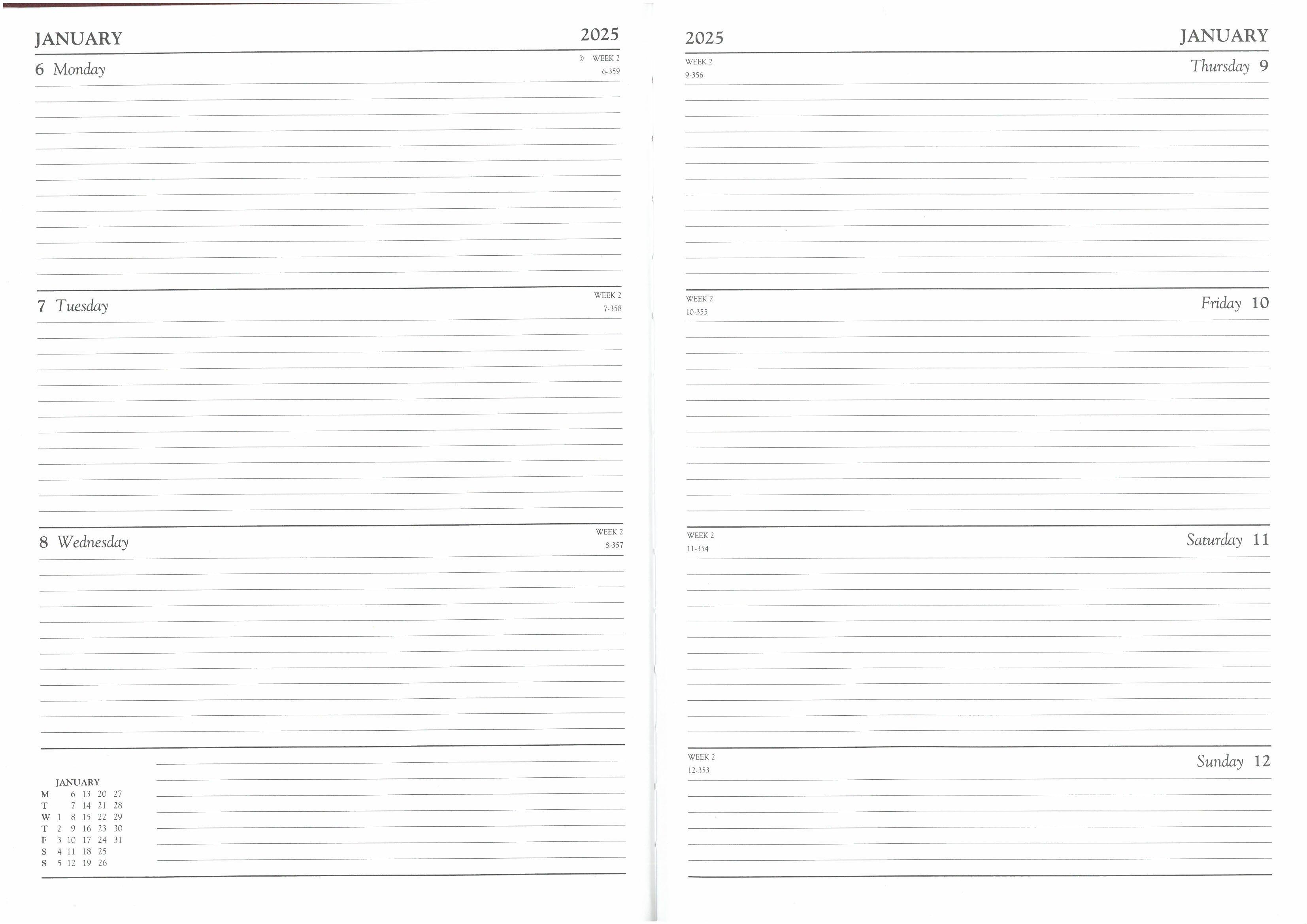 2025 SH Office A4 Week To View Diary (Assorted Colours)