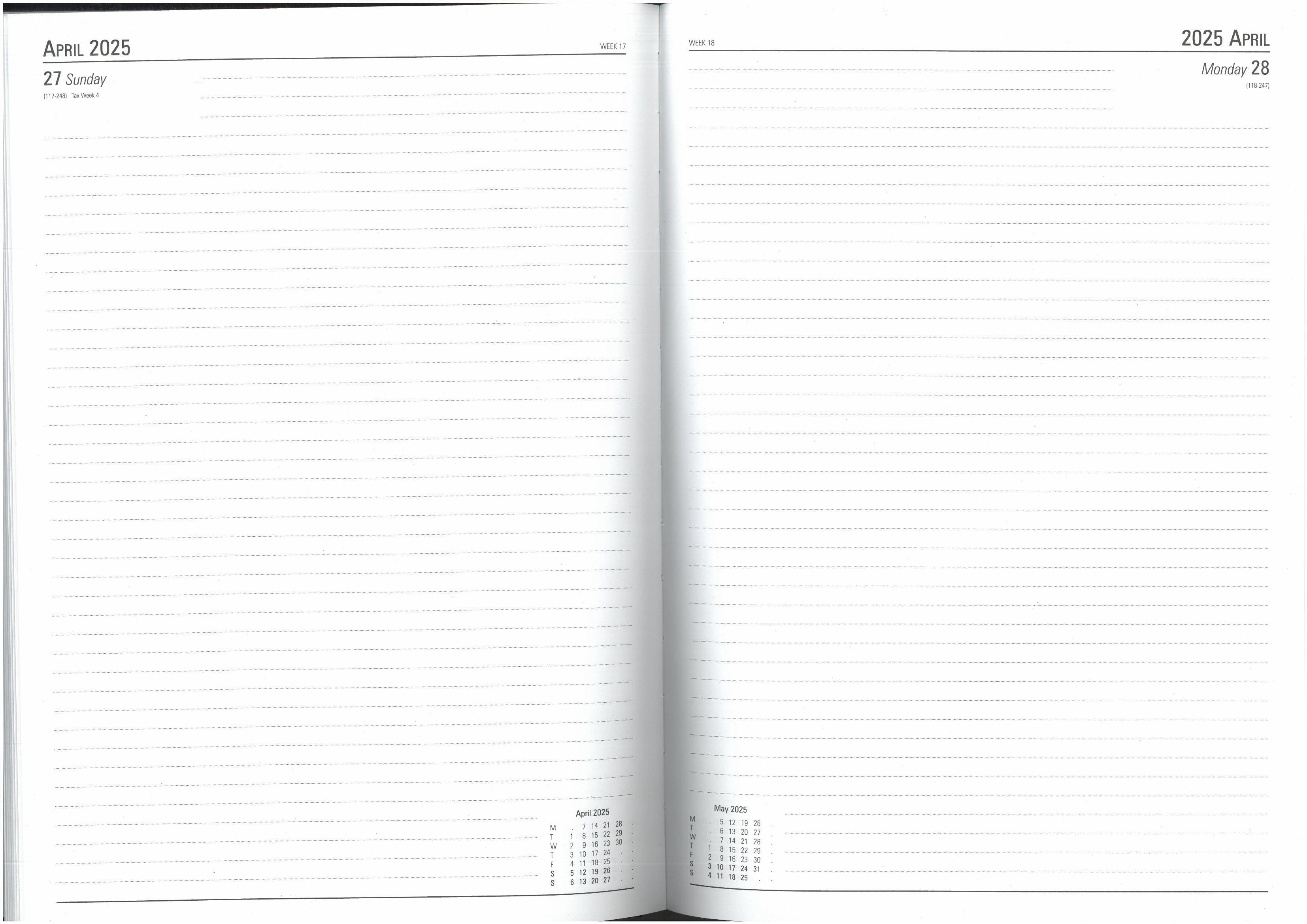 2025 SH Office A4 One Day To Page Diary (Assorted Colours)